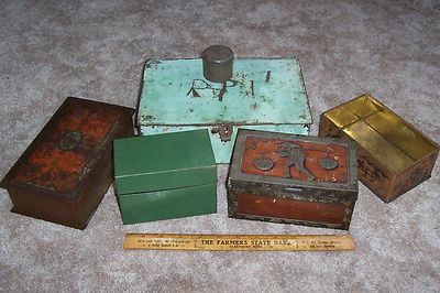 6 Old Primitive Tins Antique Tin Boxes Country Farm Kitchen Tools ...