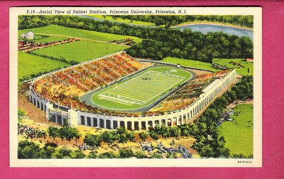 VINTAGE POSTCARD AERIAL VIEW OF PALMER STADIUM PRINCETON UNIVERSITY NEW ...