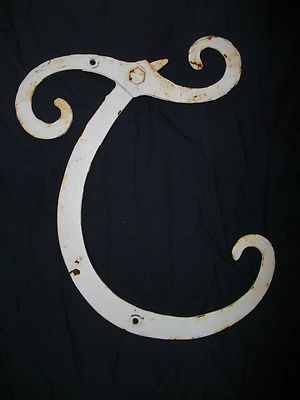 Vintage Letter Initial T Metal Sign Hanging Wall Art Steel Over The ...