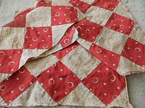 Antique Cotton FABRIC Quilt Blocks RED Calico Mammy bandana Cloth Doll ...