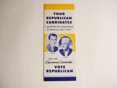 RARE 1969 OLD RICHARD NIXON VOTE REPUBLICAN HENRY CABOT LODGE BROCHURE ...