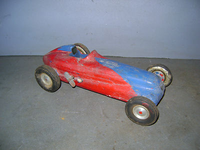 VINTAGE RITE SPOT PLASTIC INDY TYPE TOY RACE CAR~ ROUGH/REPAIRED~ WIND ...