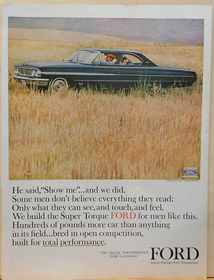 Vintage 1963 magazine ad for Ford - Photo of Galaxie 500 with "Super ...