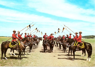 RCMP Royal Canadian Mounted Police troop inspection-unused old postcard ...