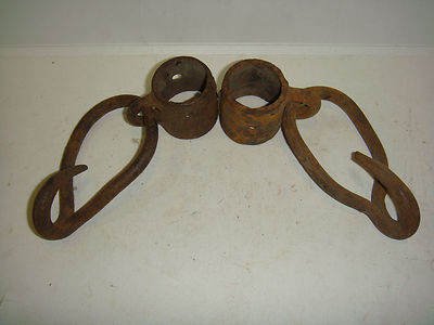 Pair Antique Primitive Oxen Yolk End Piece Hook Cattle Horse Iron Farm ...
