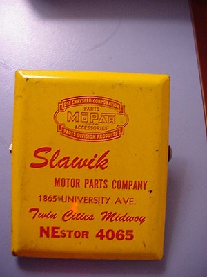 Vintage Chrysler Mopar Advertising Metal Spring Clip old logo yellow ...