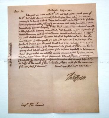 Thomas Jefferson Letter to Meriwether Lewis 1803 reproduction ...