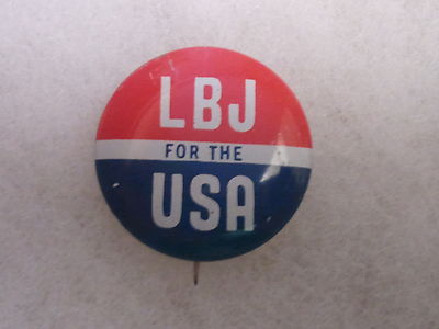 LYNDON B. JOHNSON 1964 LBJ FOR THE USA PRESIDENTIAL CAMPAIGN BUTTON PIN ...