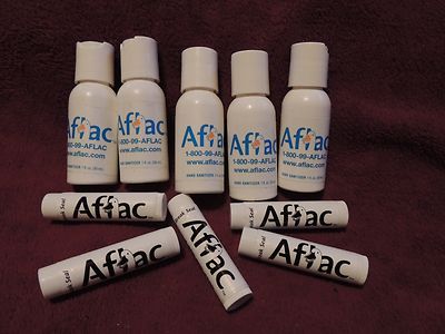 Aflac Duck Logo Lot of 10 Items ~ 5 Hand Sanitizers and 5 Lip Balms ...