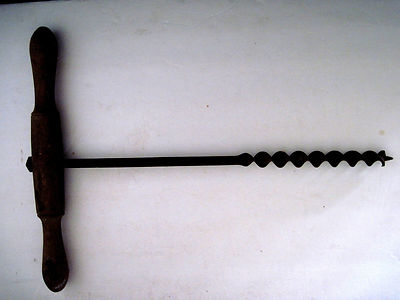 ANTIQUE PRIMITIVE BARN BEAM AUGER DRILL PEG TOOL (BARN FARM 1800'S ...