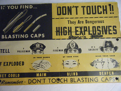 Vintage Blasting Cap Explosives Sign 11 x 17 1950's -- Antique Price ...