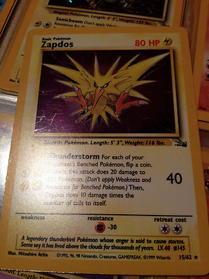 Zapdos Pokemon Card Holographic Foil 15/62 Fossil Series -- Antique Price Guide Details Page