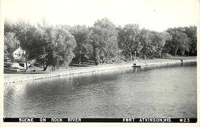 Fort Atkinson Wisconsin~Scene on Rock River~Wall Docks~1949 Real Photo ...