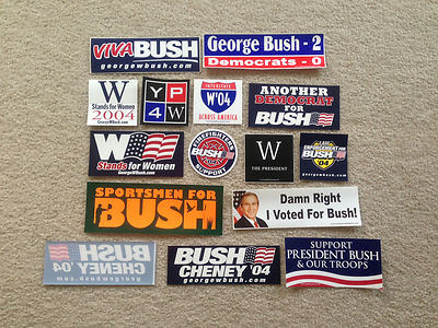 Set of 15 Different George W Bush Bumper Stickers -- Antique Price ...