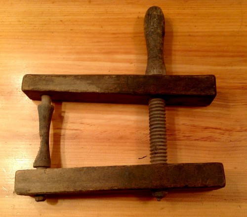 Primitive Wood Hand Screw Vice Clamp!! VINTAGE TOOL!! DECORATE! RUSTIC ...