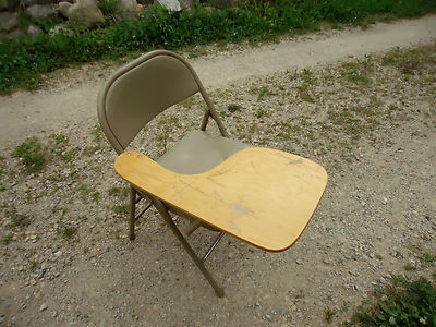 Vintage Krueger Folding Chair School Desk with Wooden Seat. -- Antique ...