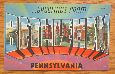 Large Letter Greetings From Bethlehem Pennsylvania Postcard B-19 2396 ...