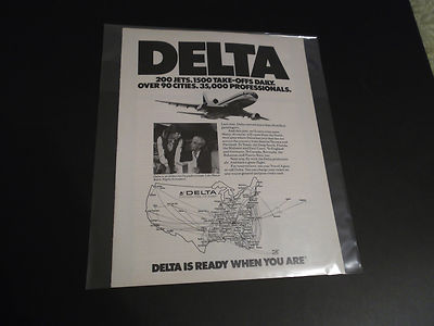 1977 Vintage Original Delta Airlines Print Ad -- Antique Price Guide ...