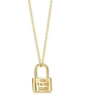 Tiffany & Co 1837 18K Yellow Gold Padlock Lock Charm Pendant Necklace ...