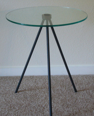 Mid Century Atomic Inspired Three leg glass top table -- Antique Price ...