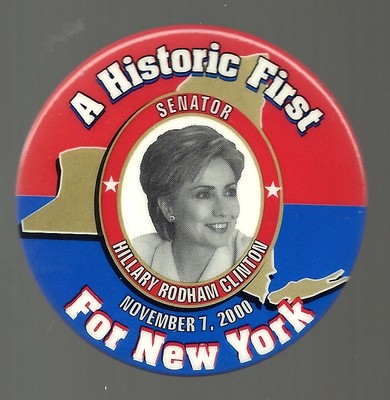 Hillary Clinton 2000 U.S. senate political campaign button -- Antique ...