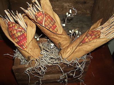 Primitive Grungy Indian Corn Cobs Bowl Filler Ornies Halloween Harvest ...