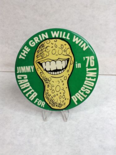 Jimmy Carter 1976 Campaign Button Pin President "The grin will win ...