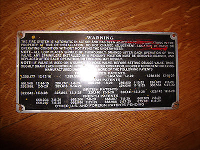 1940's Antique Fire Water Instruction Plate Metal Sign -- Antique Price ...