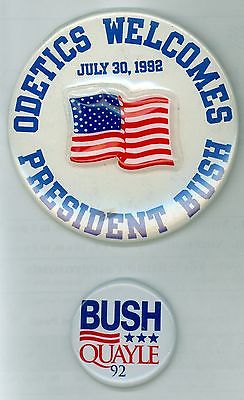 2 Vintage 1992 President George H. W. Bush Political Campaign Pinback ...