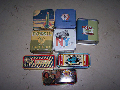 Lot Of 8 Fossil Tin Boxes Without Watches All Different Designs ...