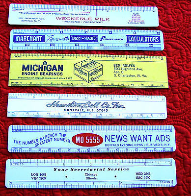 6 CELLULOID RULER - 6 INCH RULER -WITH ADVERTISING- SEE SCAN -- Antique ...