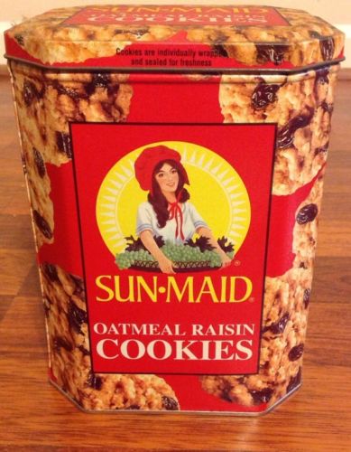 VINTAGE SUN-MAID OATMEAL RAISIN COOKIES COLLECTORS TIN -- Antique Price ...