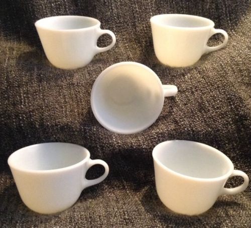 Vintage Pyrex White Milk Glass Coffee Cups - Set of 5 Mugs - Corelle ...