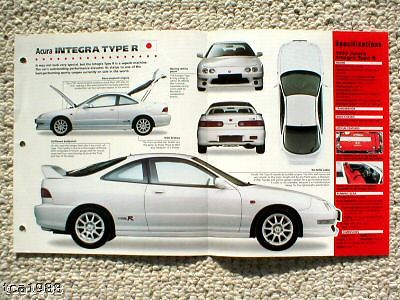 1997/1998 ACURA INTEGRA Type R SPEC SHEET/Brochure, '97, '98 -- Antique ...
