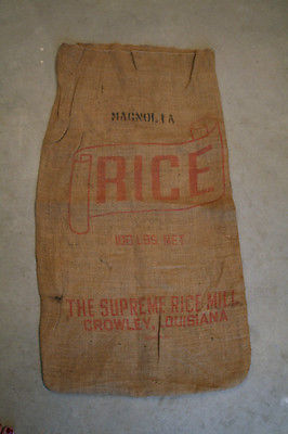 VINTAGE Magnolia Rice Sack THE SUPREME RICE MILL of Crowley Louisiana ...