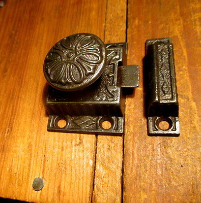 Ornate Victorian Iron Cupboard Door Latch Vintage Cabinet Catch Lock ...