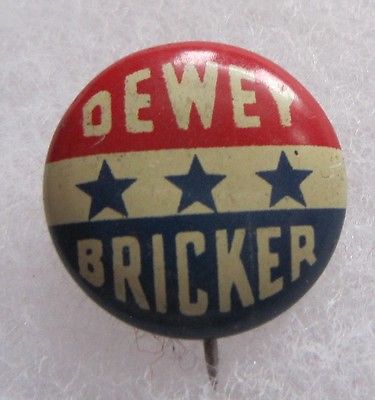 Vintage 1944 Dewey - Bricker Red, White & Blue Three Star Campaign ...