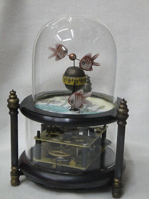 Wonderful fish-pot glass mechanism clock with fish carved -- Antique ...