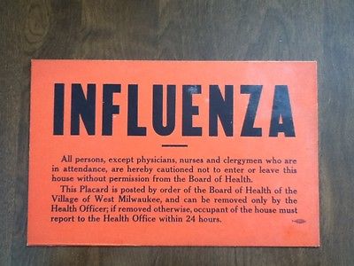 Vintage Cardboard West Milwaukee, WI "Influenza" Quarantine Sign Old ...