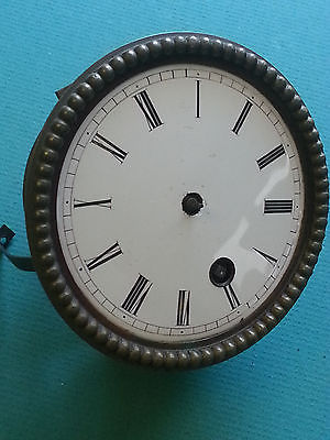 Antique Unmarked Brass Time Only Clock Movement and Porcelain Dial (23 ...
