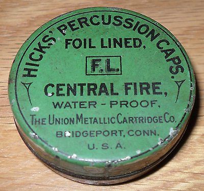Vintage Hicks Percussion Caps Tin Used -- Antique Price Guide Details Page