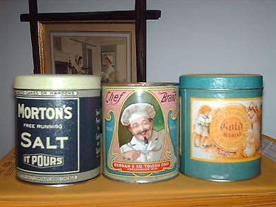 Morton's Salt Tin/Gold Medal Tin/Chef Extra Baked Beans Tin ...