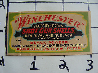 Orig Vintage label: WINCHESTER shot gun shells Black Powder double ...