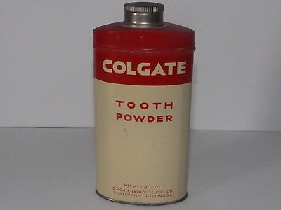 VINTAGE 1940'S COLGATE TOOTH POWDER RED & WHITE TIN GIANT SIZE 4 OZ ...
