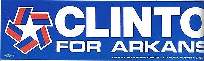 RARE BILL CLINTON FOR GOVERNOR BUMPER STICKER -- Antique Price Guide ...