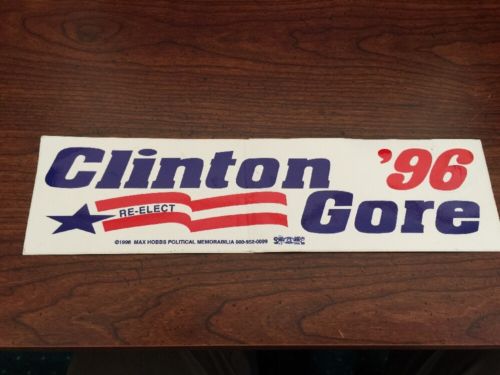 CLINTON GORE 1996 BUMPER STICKER -- Antique Price Guide Details Page
