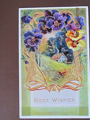 VINTAGE "BEST WISHES" POSTCARD-EMBOSSED-SERIES #7067-GERMANY-POSTED ...