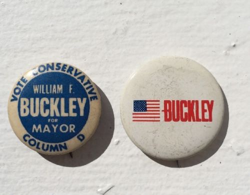 Lot of 2 WILLIAM BUCKLEY JR. CONSERVATIVE POLITICAL BUTTONS -- Antique ...