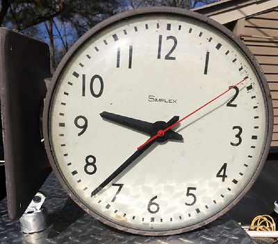 Vintage School Industrial clock Simplex DOUBLE SIDED LARGE 20-lb ...