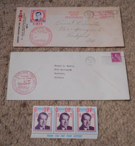 1960 Richard Nixon Overland Trek Illinois Postal Envelope Covers ...